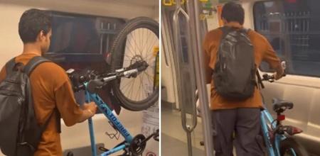 Man Rides On Mumbai Metro With Bicycle