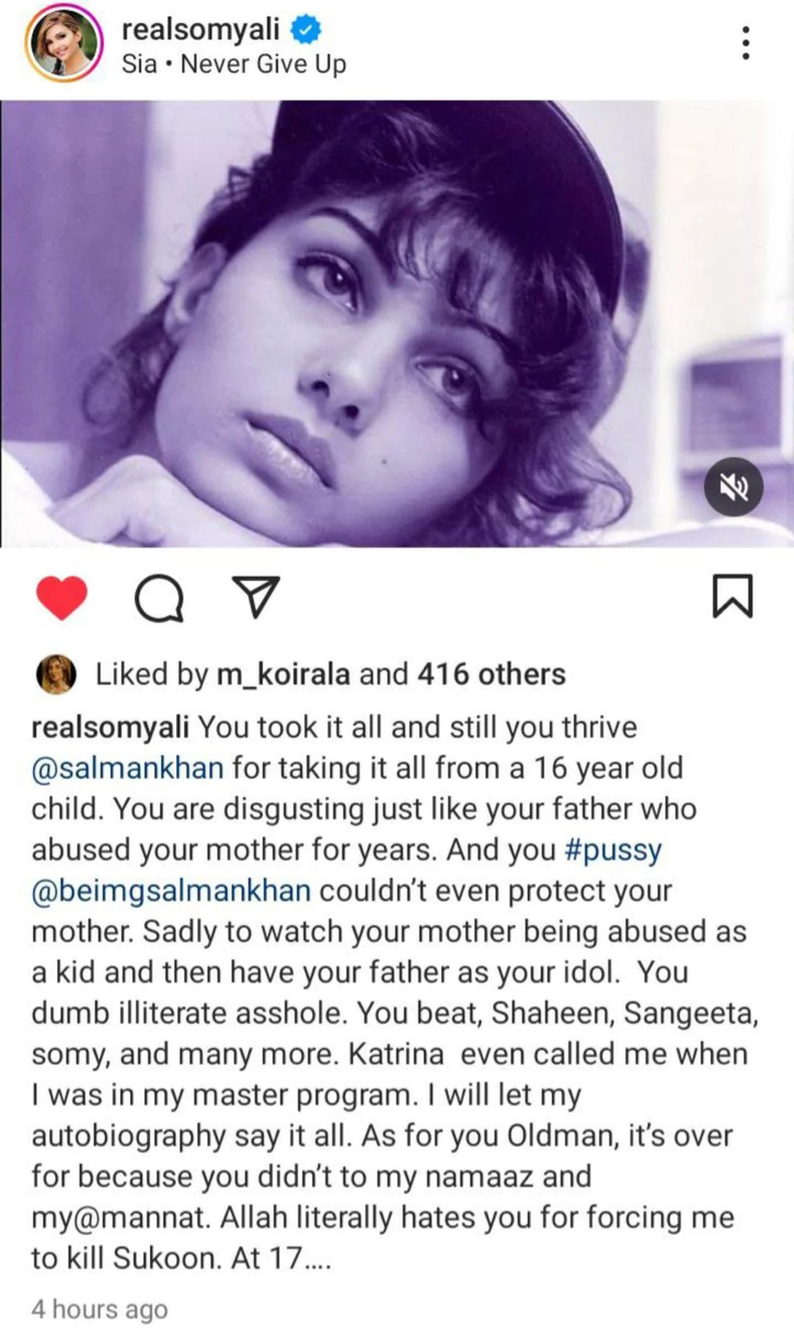 Somy Ali Posts 'P**sy' Salman Khan Abused Katrina Kaif Too, Later Says ...