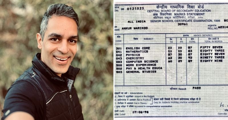 Ankur Warikoo Shares His 12th Marksheet With 57/100 In English