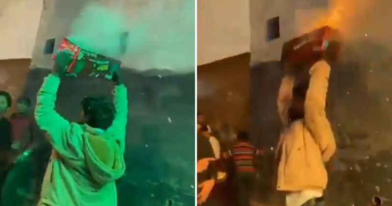 Video Shows The Individual Dancing With A Firecracker Box In Hand