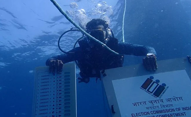'60 Feet Underwater': Indian Citizens Dive Deep Carrying EVM In ...