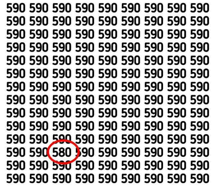 An Optical Illusion: Find The Hidden Number 580 Out Of These 590s