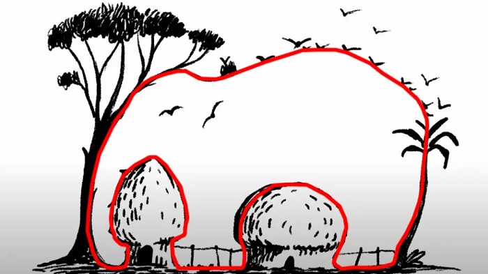 Optical Illusion: Find The Hidden Elephant Among Huts And Trees