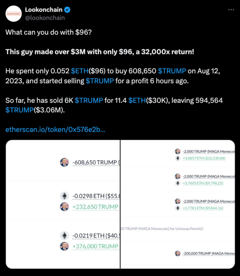 Meme coin trader turns $96 into $3M with TRUMP token: What's the next ...