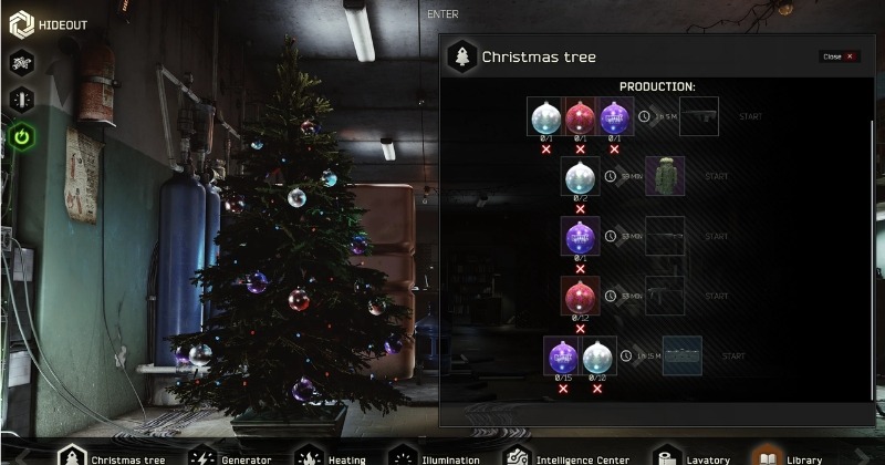 EFT Winter 2025 Event: Every Christmas Tree Hideout Crafting Recipe