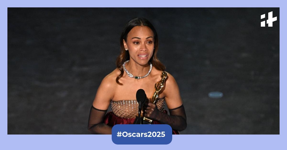 'Proud child of immigrant parents': Zoe Saldana wins first Oscar for best supporting actress in ...
