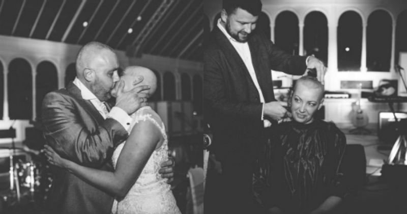 This Bride Shaved Her Head At Her Wedding As A Tribute To Her Terminally Ill Groom