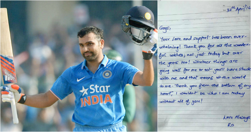 Rohit Sharma's Handwritten Letter On His Birthday Is Sure To Melt Every ...
