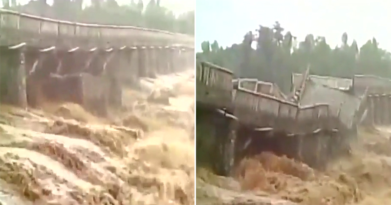 Tragic Footage Shows A 44-Year-Old Bridge Collapsing Due To Heavy Rain In Himachal Pradesh