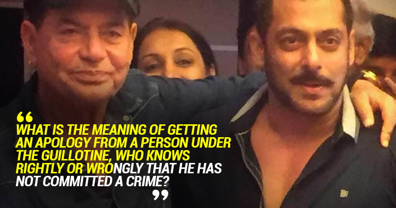 Salim Khan Regrets Apologizing On Salmans Behalf Says He Was Hoping