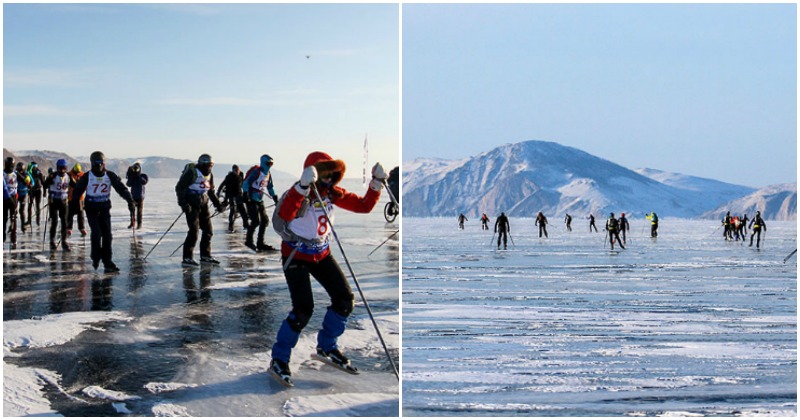 These Pics Of Ice Skating & Cycling Race On World’s Deepest Lake Will ...