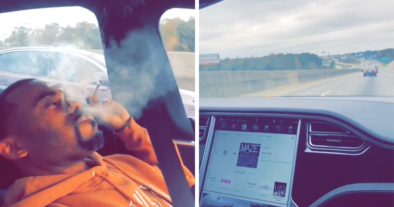 Man Smoking Joint While His Tesla Drives On Autopilot Is Taking ...