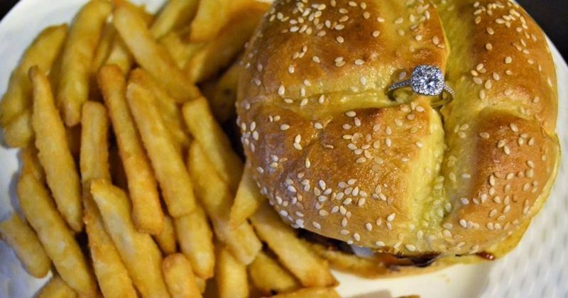 Valentine's Day Special - Burger Topped With A Diamond Ring & A Side Of ...