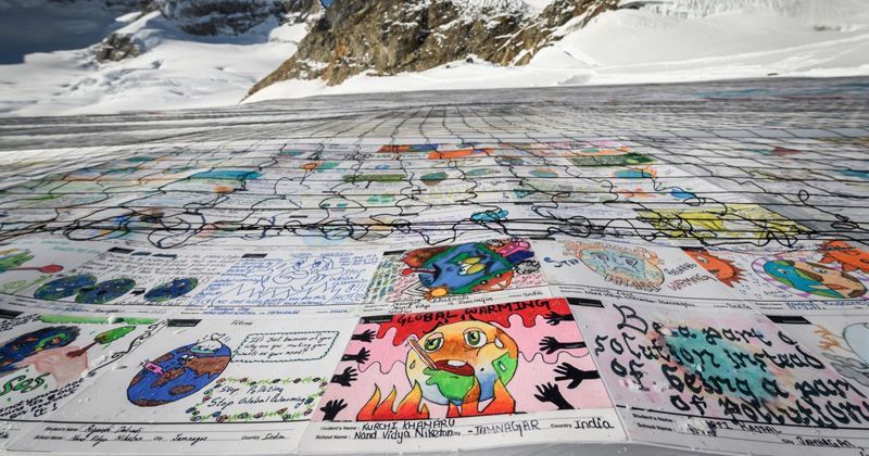 Giant Postcard On Swiss Glacier Sends Out Message Against Climate Change