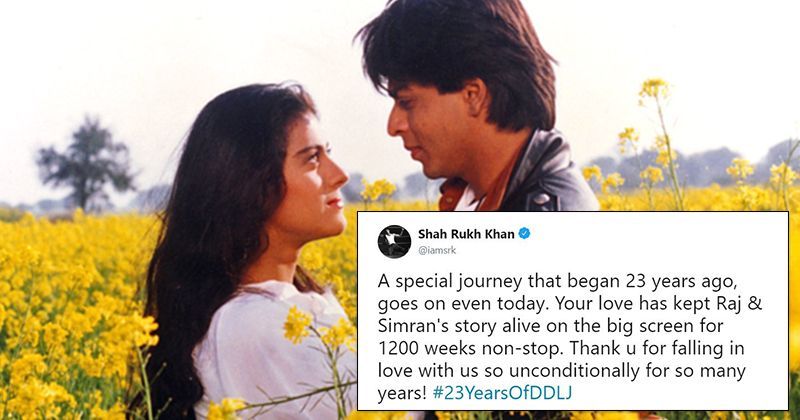 As DDLJ Completes 23 Years Of Release, Shah Rukh Khan Thanks Fans For ...
