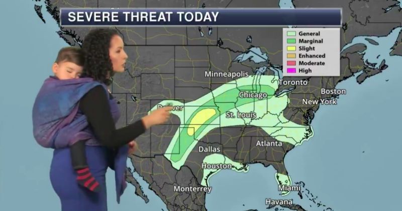 Supermom Meteorologist Straps Sleeping Baby To Her Back And Delivers ...