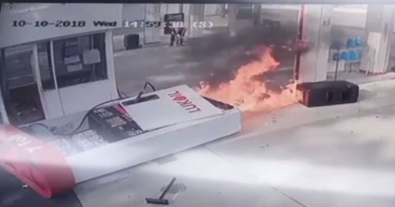 Gas Pump In US Bursts Into Flames After One Driver Pulls Away With ...