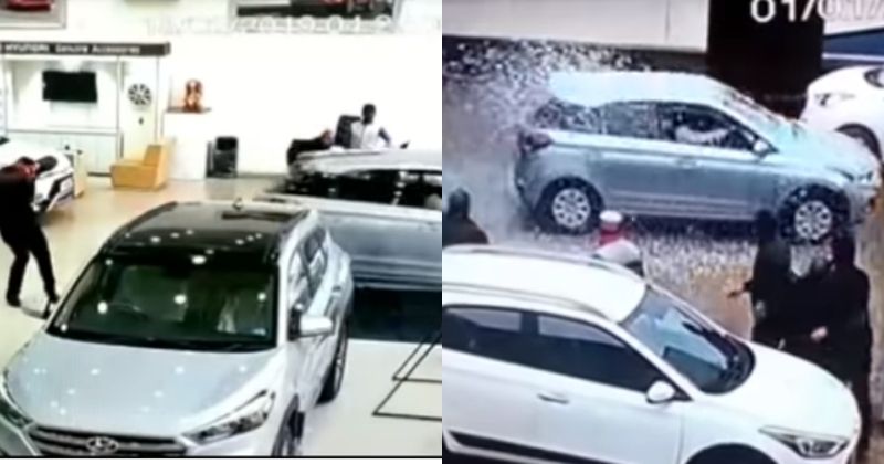 Untrained Woman Rams New Car Straight Through Glass Doors Of A Car ...