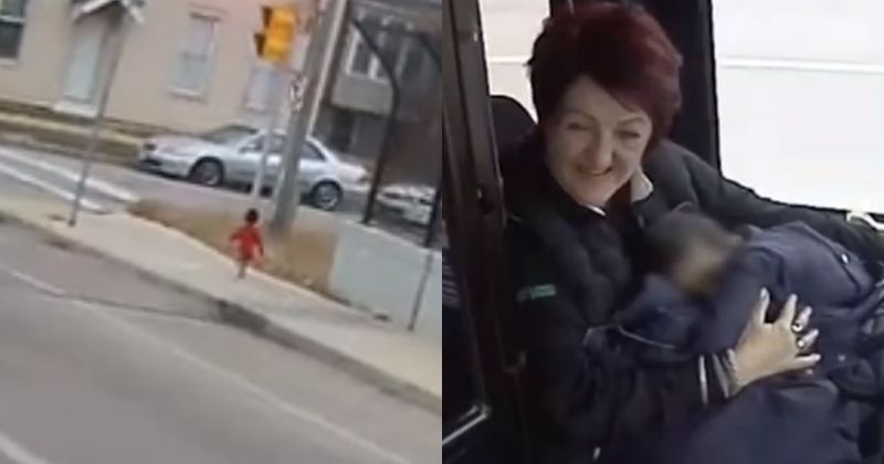 Hero Bus Driver Rescues Baby Boy Walking Barefoot On Sidewalk, Video Goes Viral