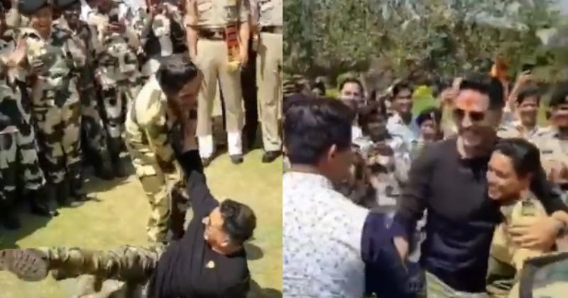 Akshay Kumar Gets Pinned To The Ground By Lady Officer During Mock ...