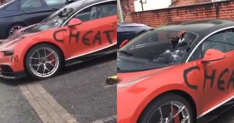 Someone Spray Painted ‘Cheater’ On A Bugatti & Poked Holes In Its ...