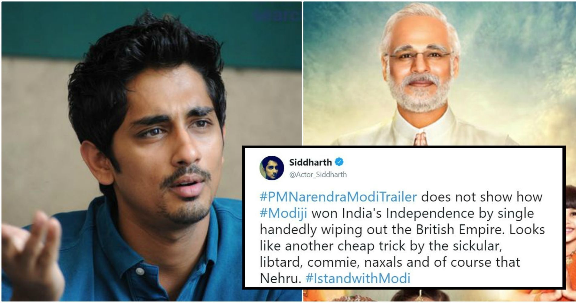 Actor Siddharth Hilariously Tears Apart The Trailer Of Modi Biopic For ...