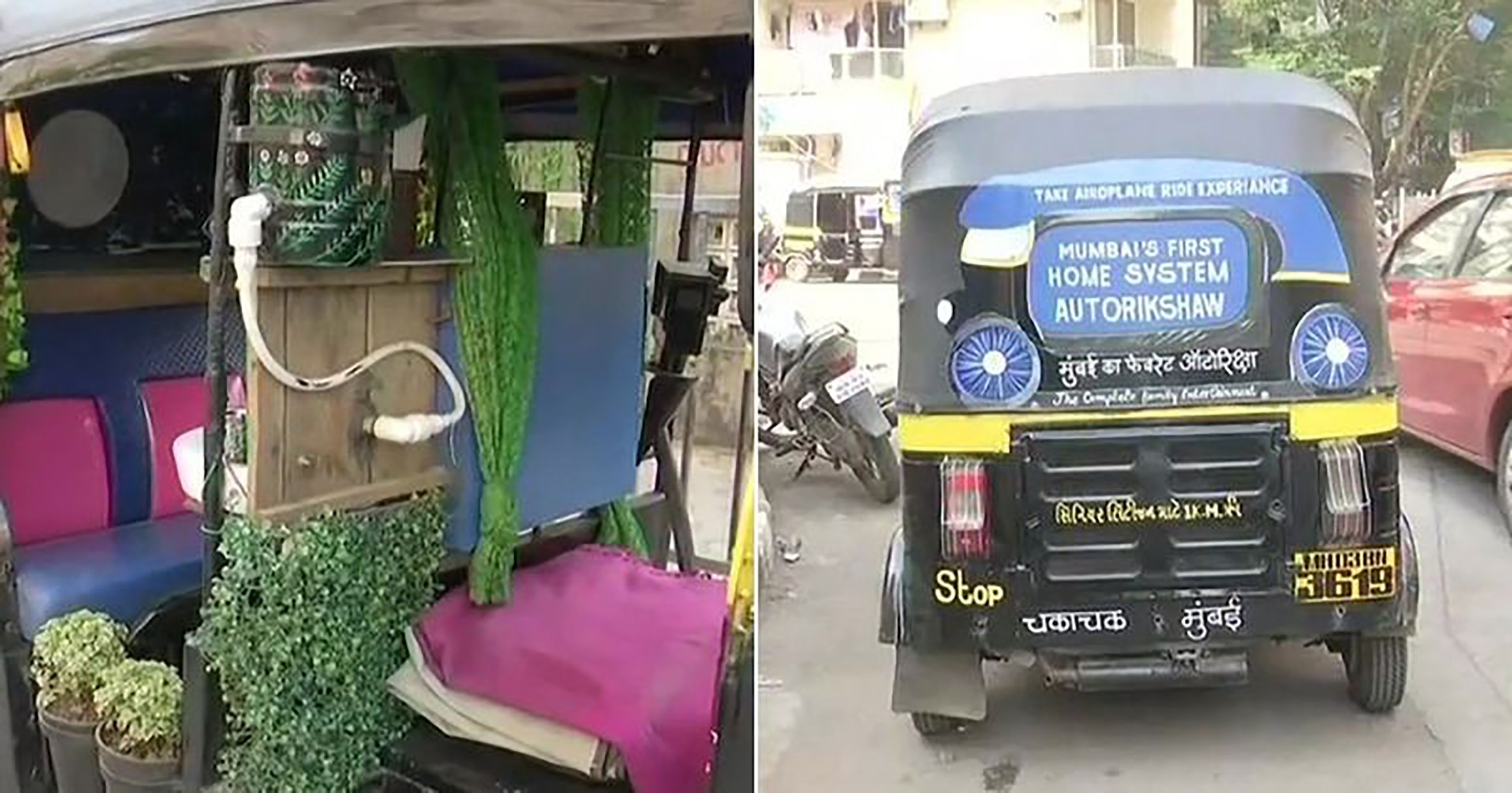 An Auto-Rickshaw With Wash-Basin And Desktop Monitor