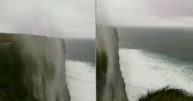 Video: A Waterfall In Ireland Seems To Defy Gravity And Flow Upward!