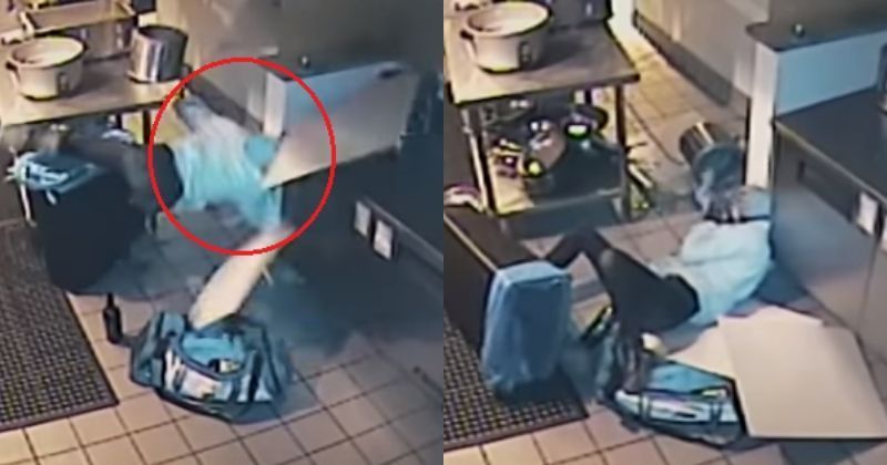 Video Of A Woman Burglar Falling Through The Restaurant Ceiling She Was ...