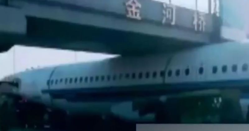 A Plane Got Stuck Under A Bridge. Where Else But China!