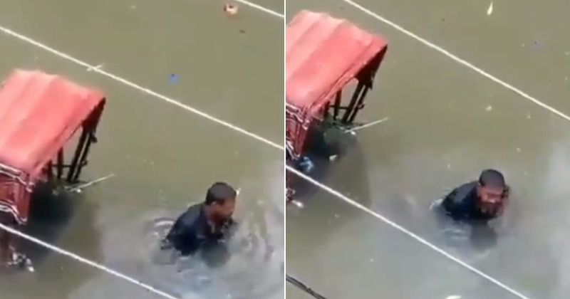 Watch: Video Shows Rickshaw Puller Crying For Help As He Gets Stuck In ...