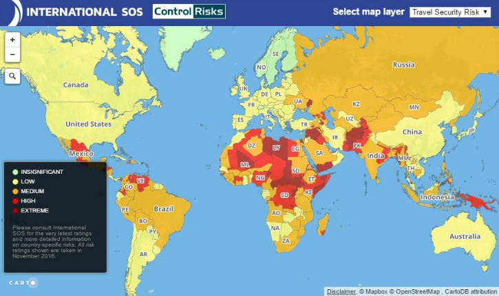 This Travel Risk Map Reveals The World's Most Dangerous Countries ...