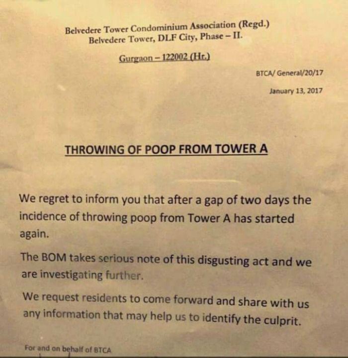 Someone's Flinging Poop Down This Gurugram Apartment Building And ...