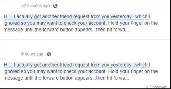Beware! A Facebook Chain Message Telling Users That Their Account Has ...