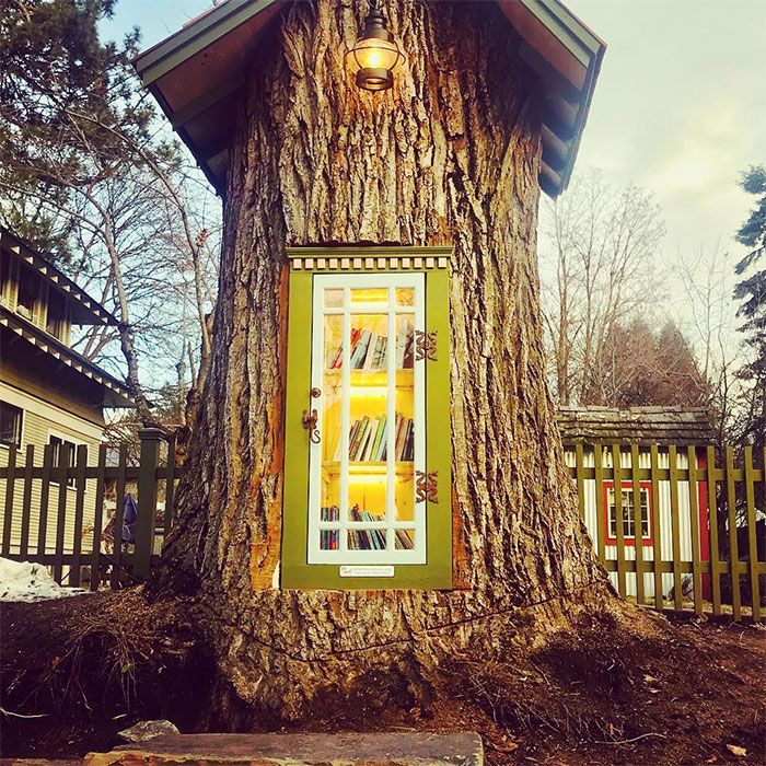 This Artist Turned A Dead Tree Into A Free Little Library & It's Every ...