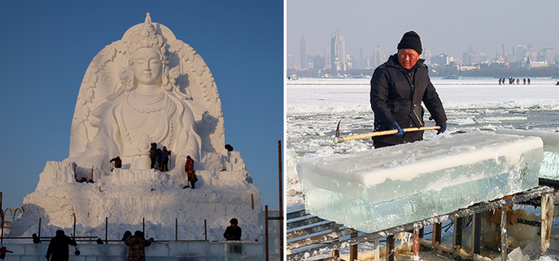 Harbin Ice Sculpture Festival - How Ice Blocks From A River Are Turned ...