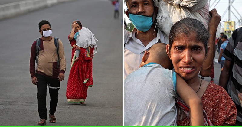 Covid-19 Crisis In Pictures, Migrant Workers Return Home On Foot