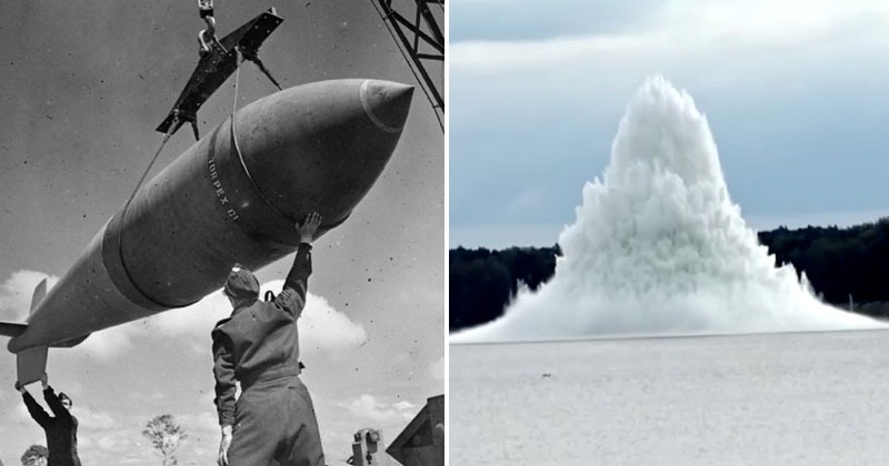 The Largest World War II 'Tallboy' Bomb Explodes Underwater In Poland