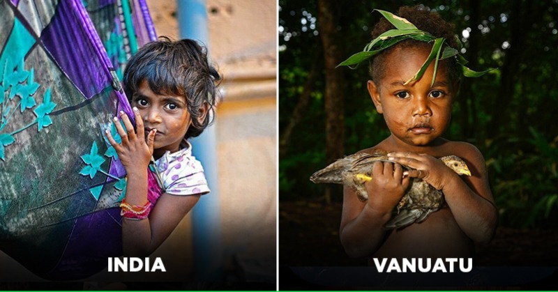 Portraits Of Children Showing Different Childhoods